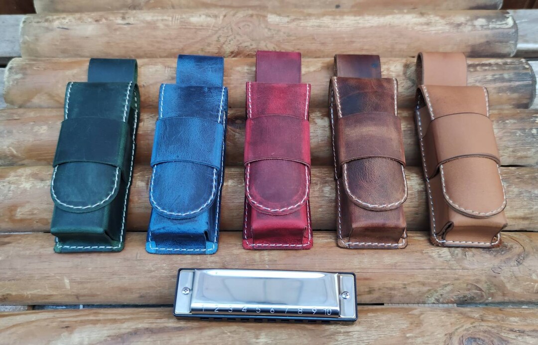 Personalized Leather Harmonica Case for One 10 Hole Diatonic Harmonica ...