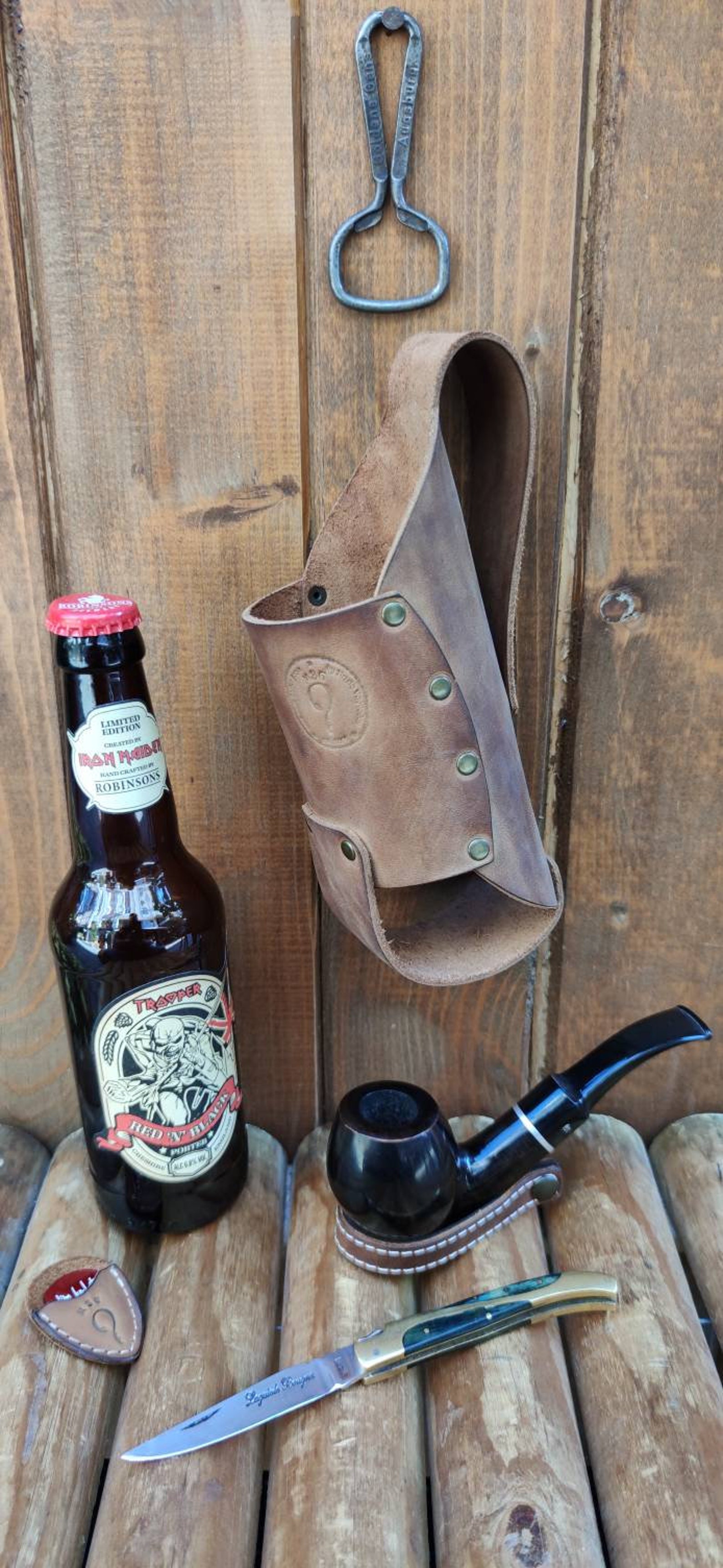 Personalized Leather Beer Holster,leather Beer Holder, Beverage Holder ...