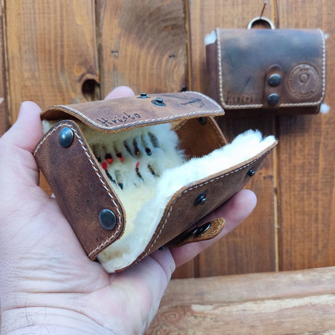 Personalized Leather Fly Fishing Wallet With Sheep Skin -fishing ...