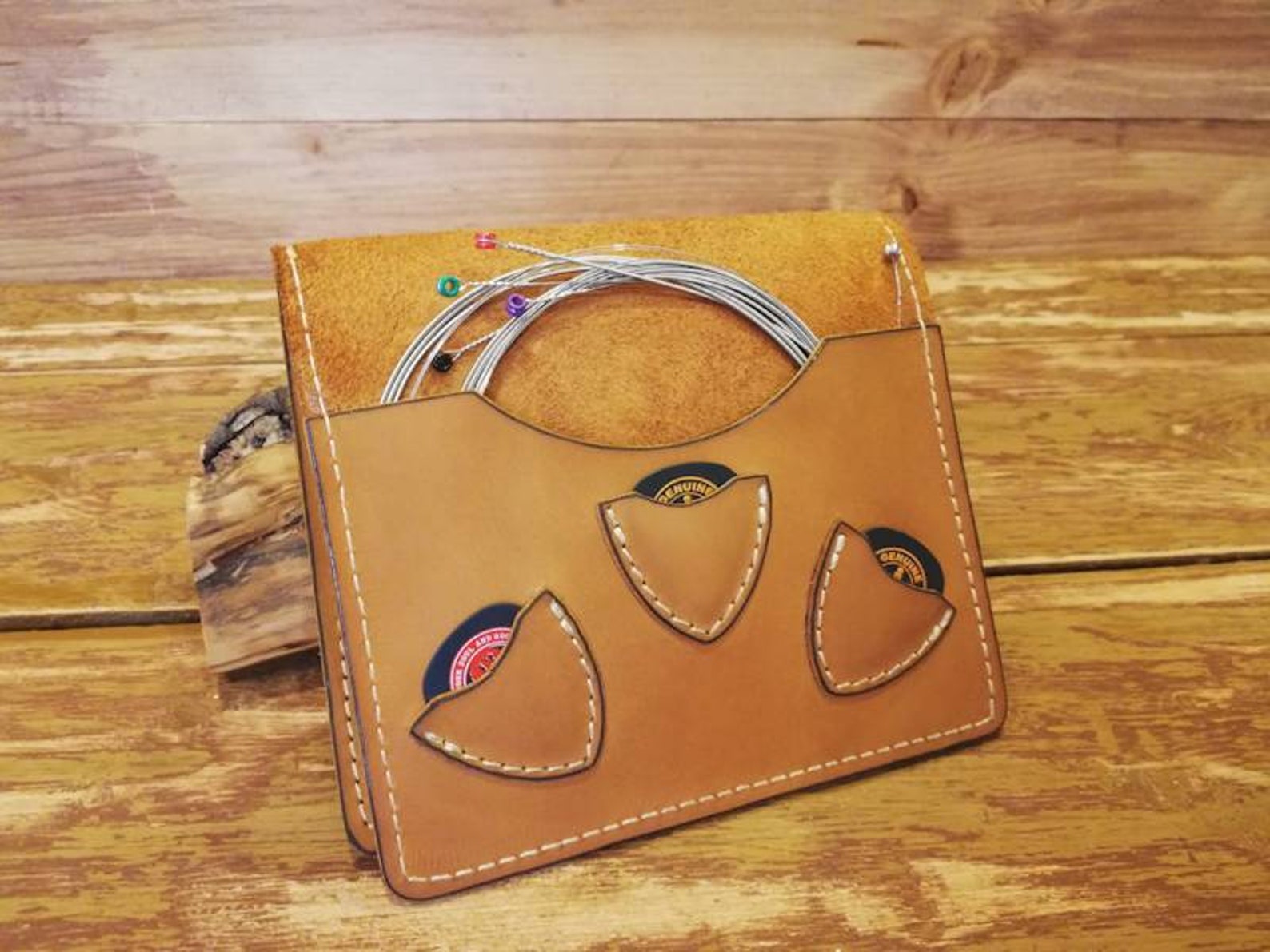 Personalized Leather Guitar Pick and Strings Wallet Guitar | Etsy