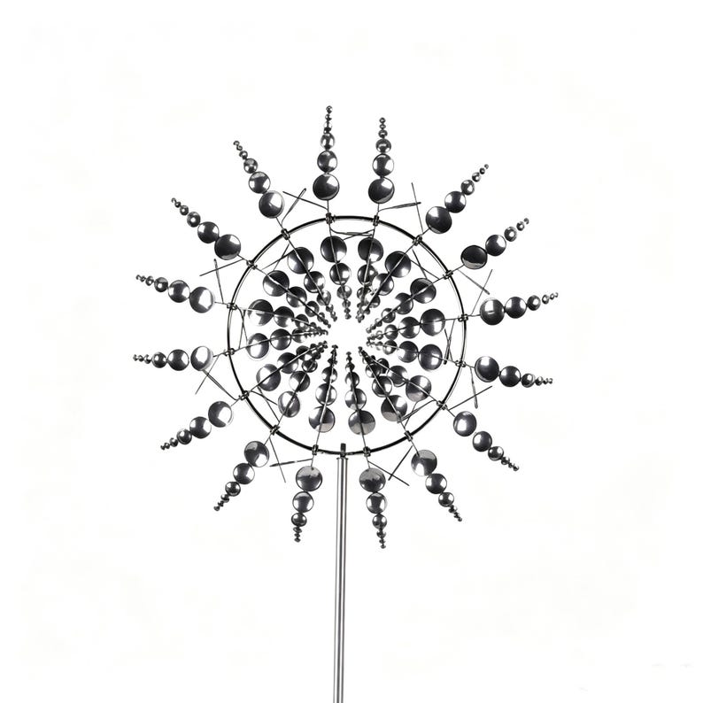 Kinetic Wind Spinner, Rainbow Metal Yard Art, 3D Garden Wind Sculpture ...