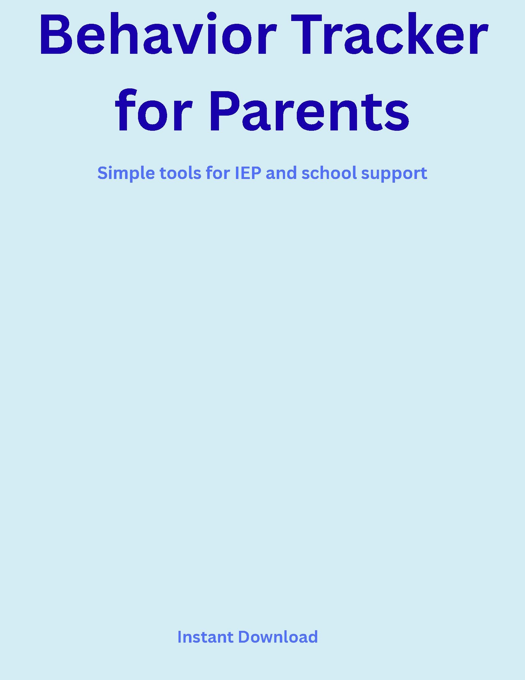 Behavior Tracker for Parents Printable | IEP Behavior Log, Weekly ...