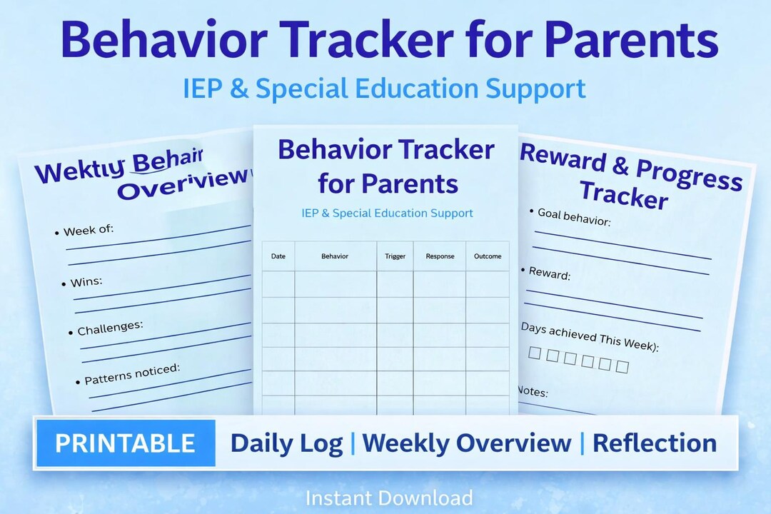 Behavior Tracker for Parents Printable | IEP Behavior Log, Weekly ...