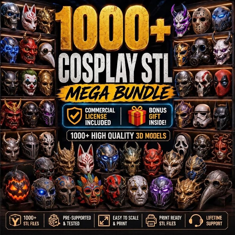 1000+ Cosplay STL Bundle | Masks, Helmets & Props 3D Print| Wearable ...