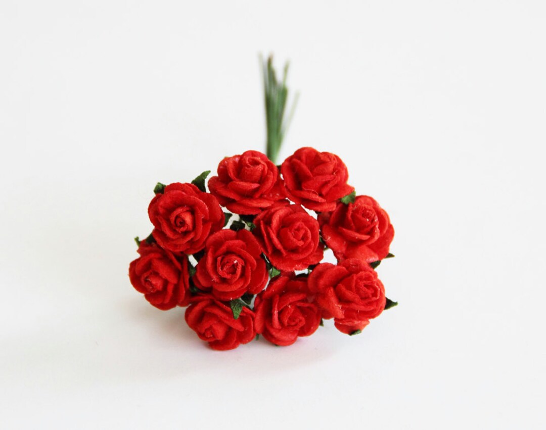 10 Pcs Red Mulberry Paper 1 Cm Roses - Etsy
