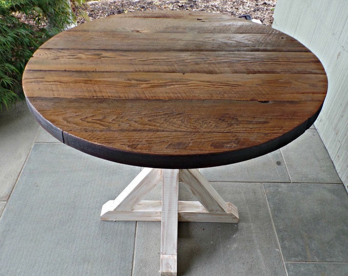 Round Reclaimed Wood Table - Etsy