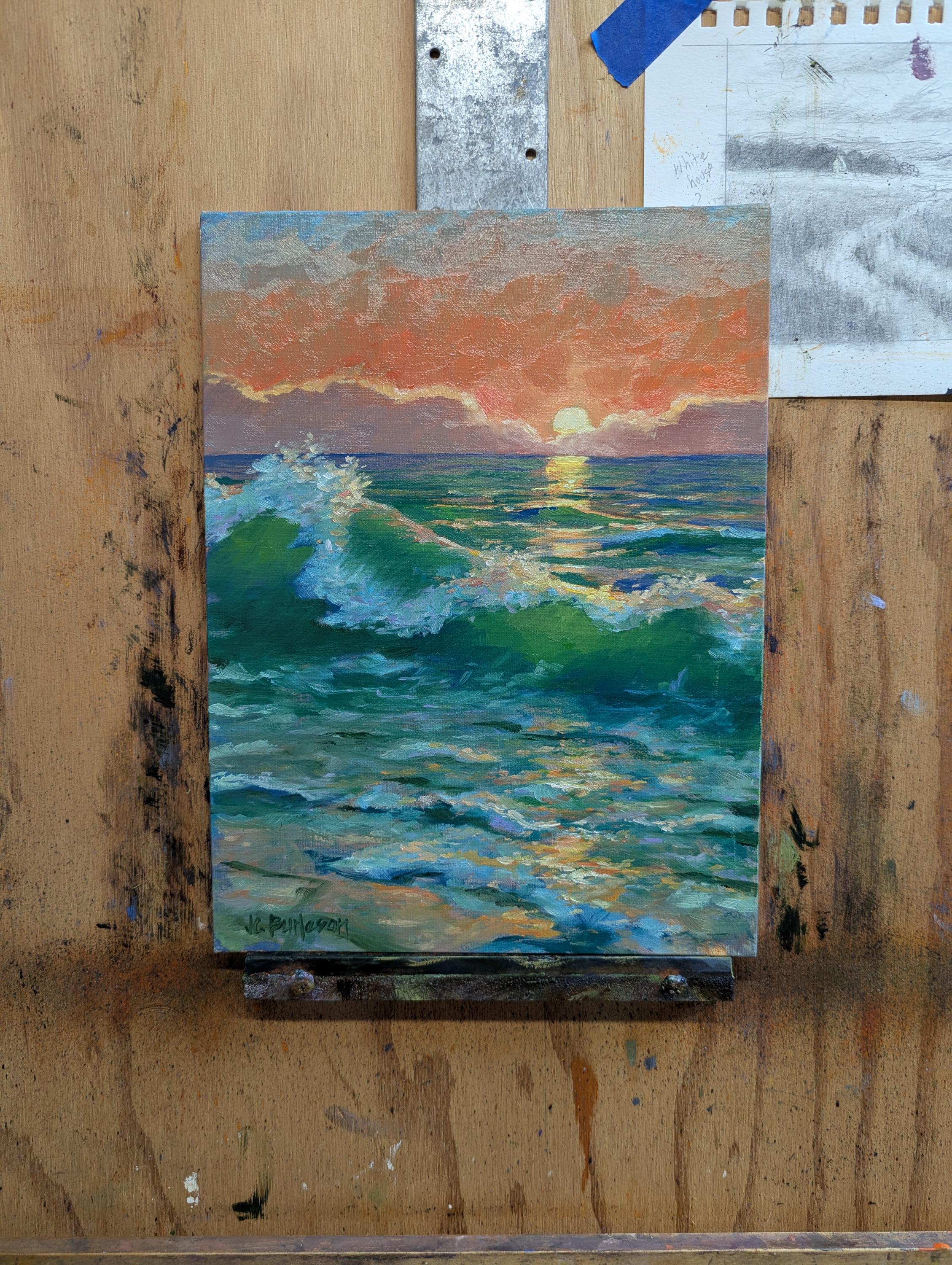 Original Oil Painting Oregon Coast "sunset Beyond Waves" - Etsy
