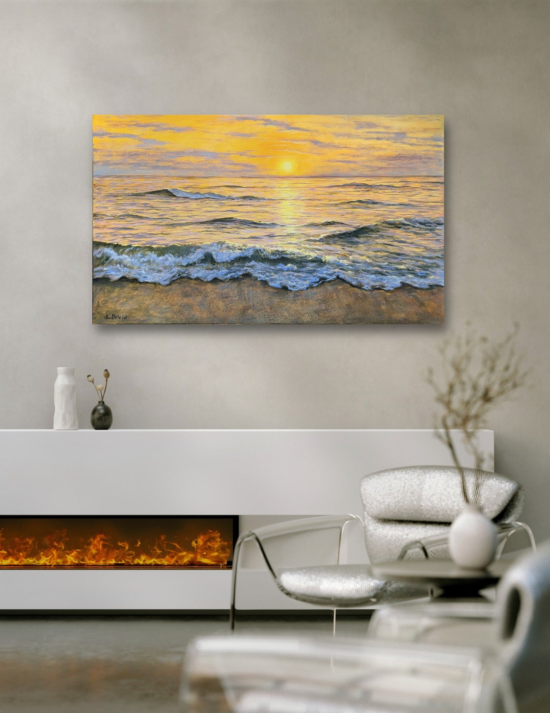 Custom Oregon Sunset Seascape Oil Painting: Coastal Wall Art - Etsy