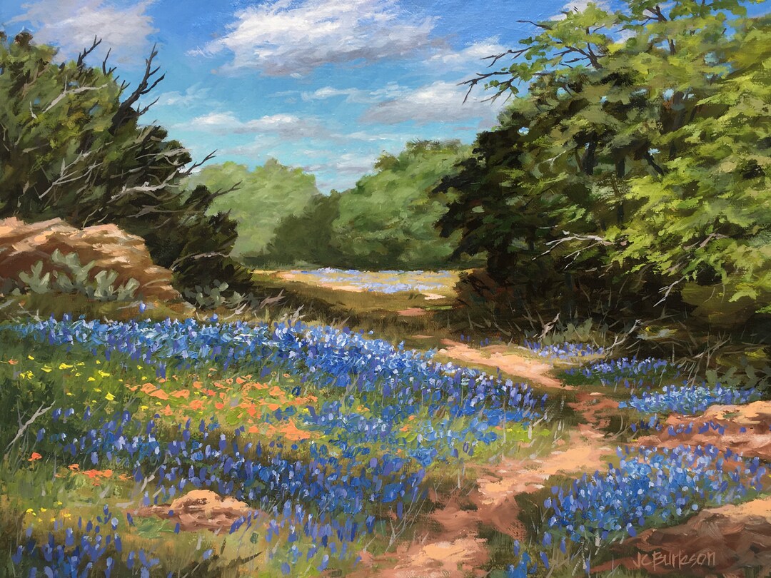 Original Custom Oil Landscape Painting of a Path Through Texas ...