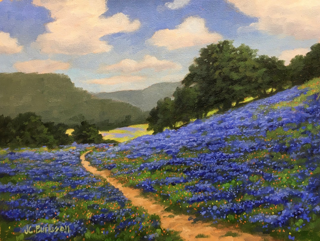Custom Bluebonnet Oil Painting: Texas Hill Country Landscape Art - Etsy