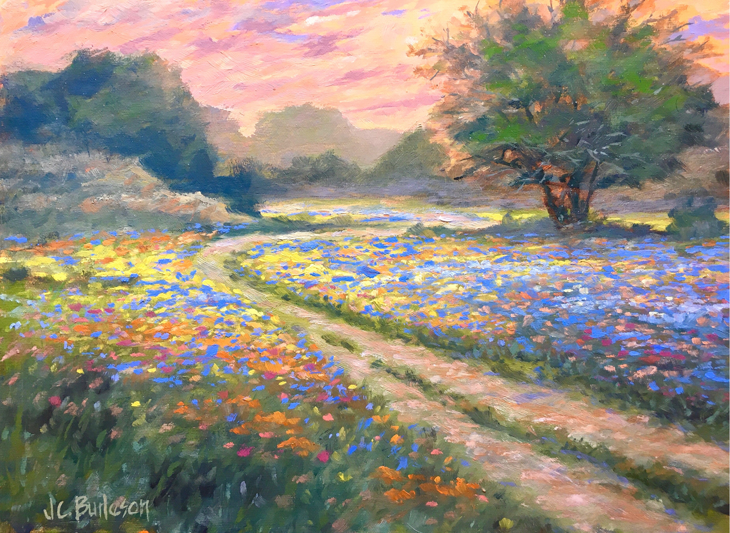 Texas Wildflower Landscape Art Print: Giclee Fine Art - Etsy