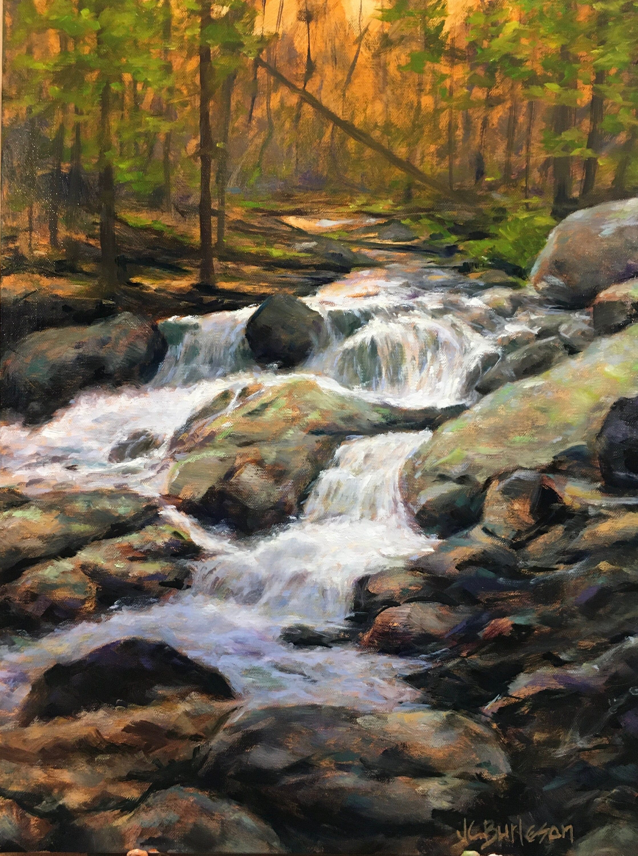 Original Waterfall Stream Landscape Oil Painting - Colorado Wall Art ...