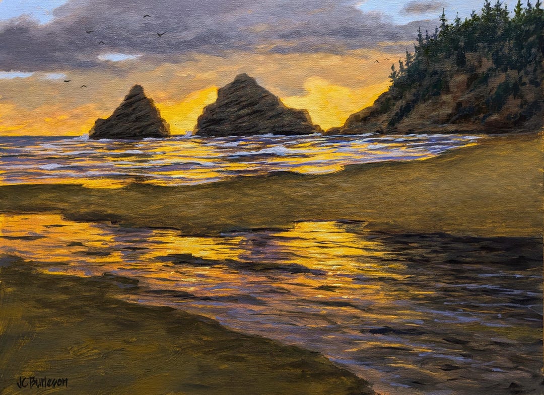 Original Oil Painting: Oregon Coast Heceta Head Sunset, 12x16 - Etsy