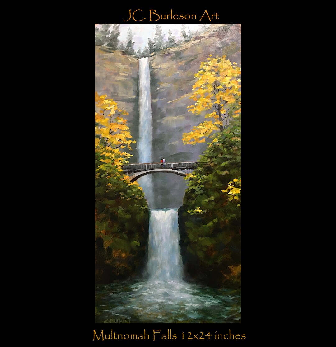 Original Oil Painting Multnomah Falls Oregon for Home - Etsy