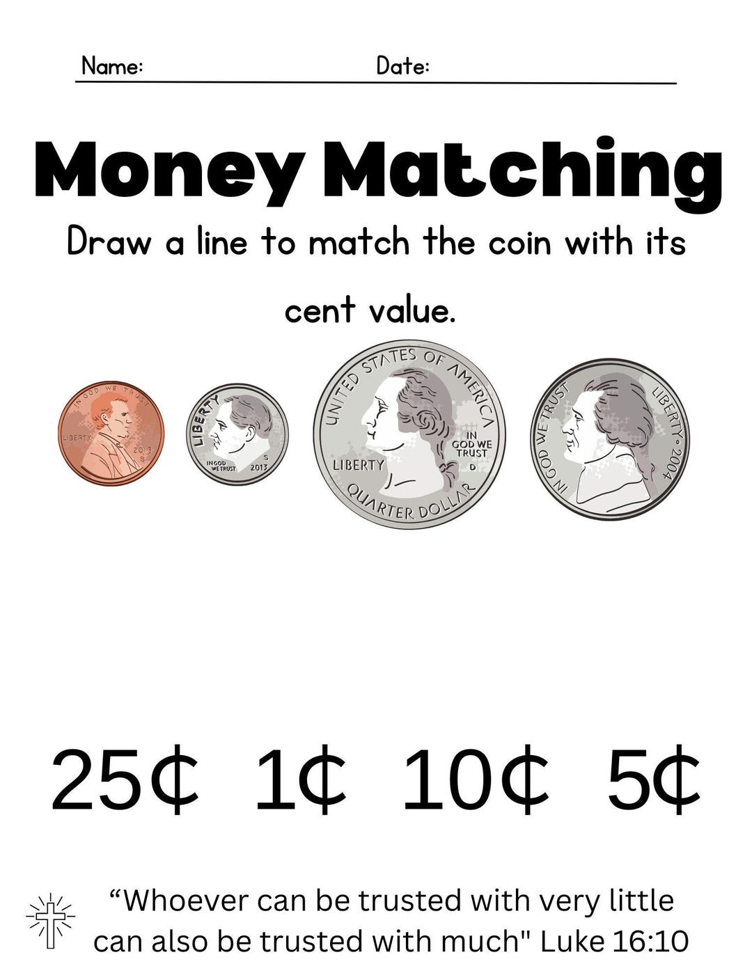 Coin Identification Worksheets | Money Matching & Writing Practice ...