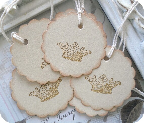 Items similar to Vintage Inspired Princess Crown Tags - Cottage Chic ...