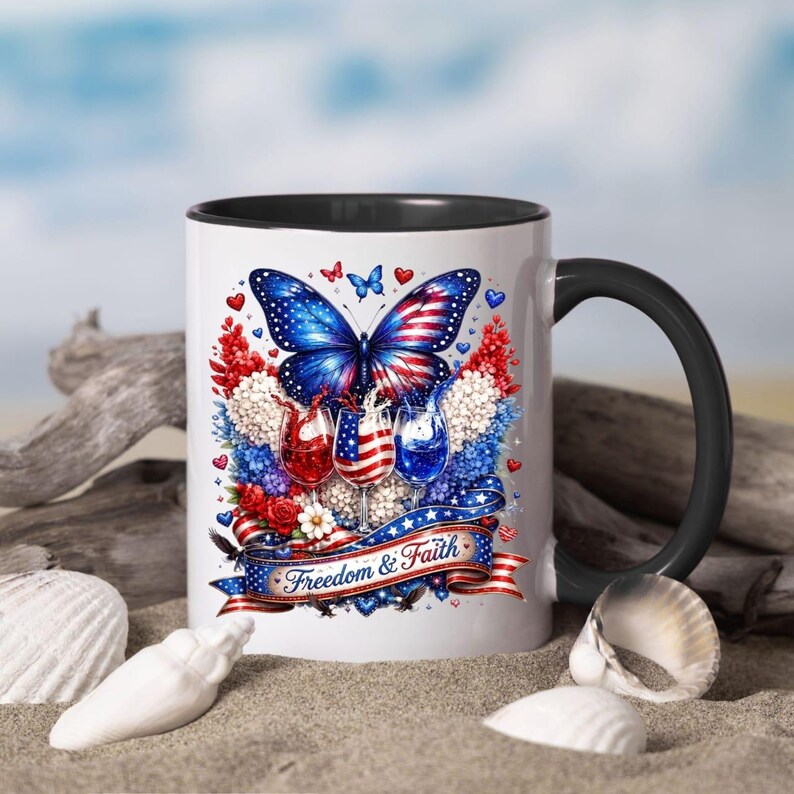 Patriotic Butterfly PNG, Red Wine Blue Sublimation, Freedom Faith ...