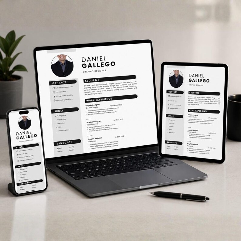 Professional ATS Resume Template | Editable Canva & Word Resume ...