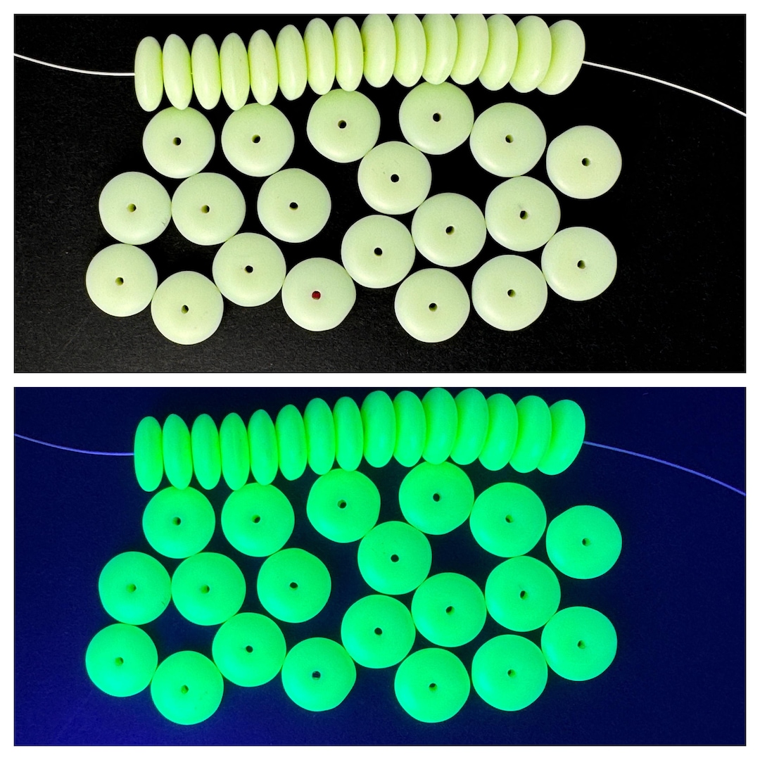 Uranium Glow! Flat Disk Shaped Pressed Glass Beads - Made in Czech ...