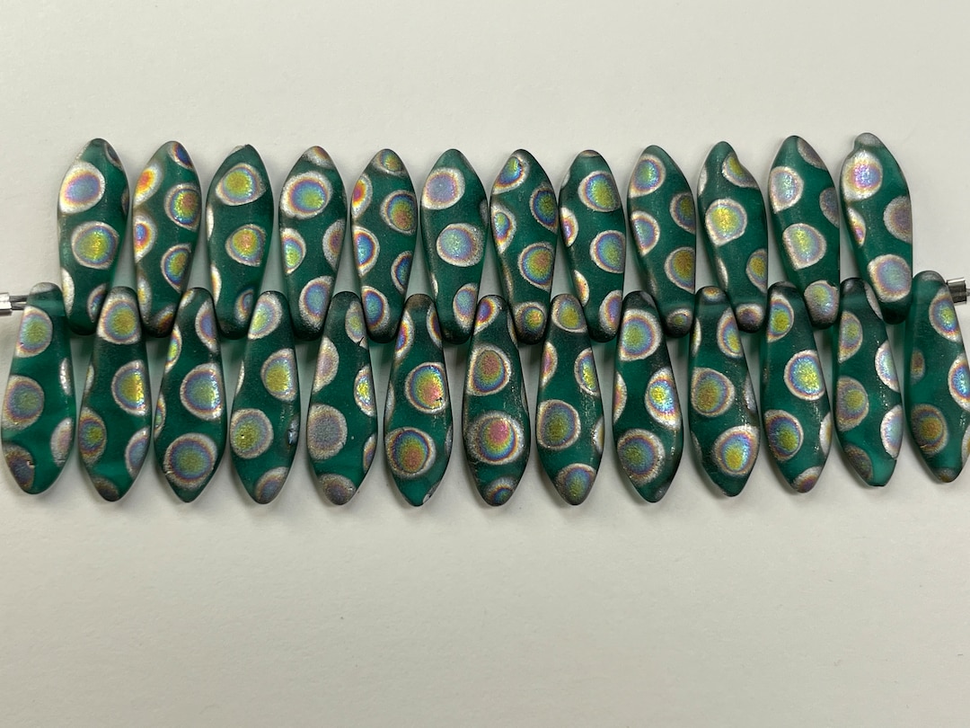 Peacock Daggers Pressed Glass Beads - Made in Czech Republic - Etsy