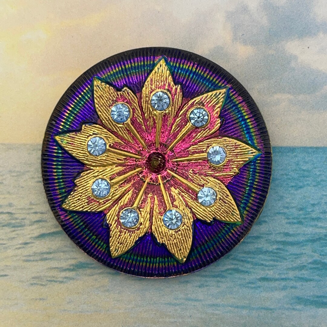 Fancy Glass Cabochon With Crystals - Made in Czech Republic - 38mm ...