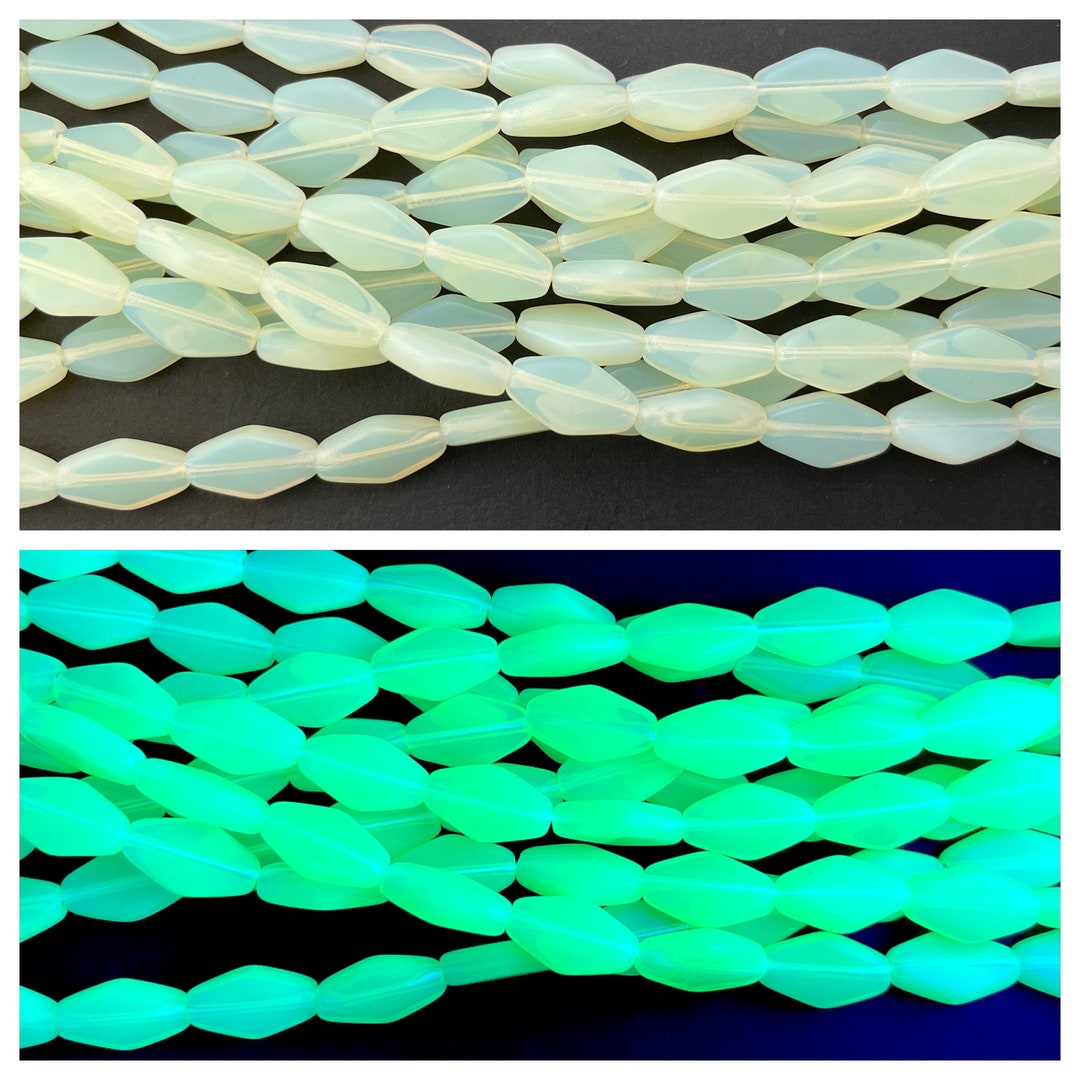 Uranium UV Glow Glass Beads Made in Czech Republic 13x7mm - Etsy