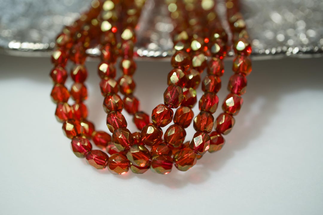 4mm Round Faceted Fire Polish Glass Beads - Made in Czech Republic - Etsy