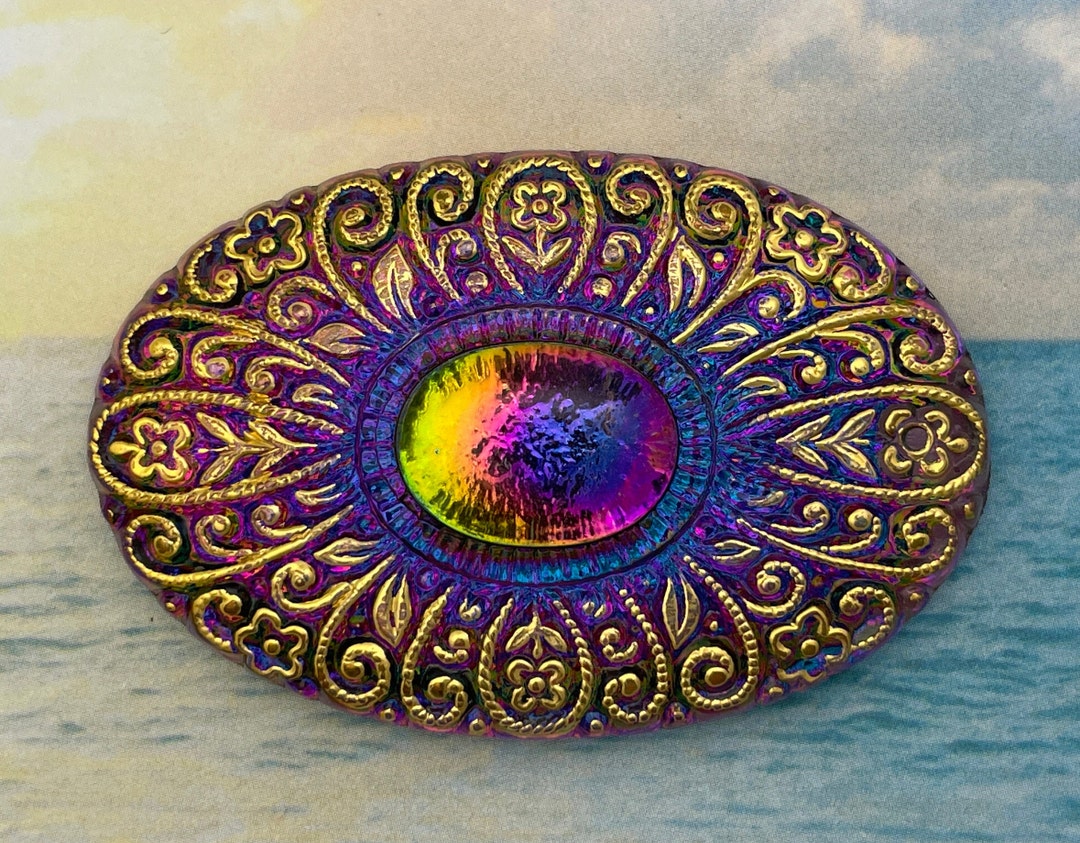 Fancy Glass Cabochon - Made in Czech Republic - 49x33mm - Etsy