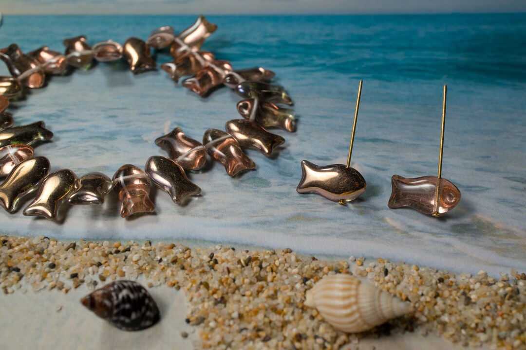 Fish Shaped Pressed Glass Beads- Made in Czech Republic - Etsy