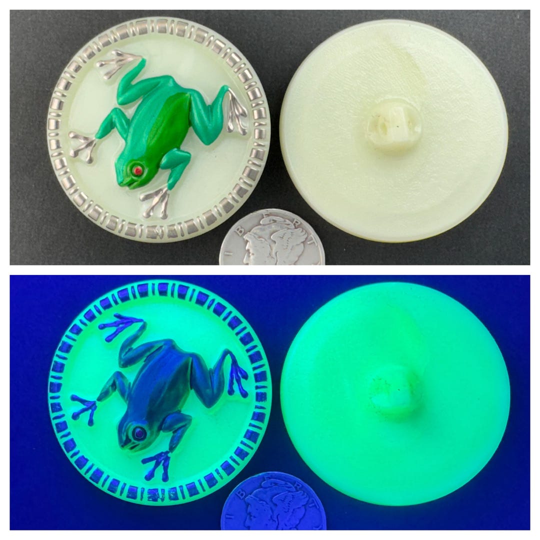 Glow Uranium Glass Frog Button Made in Czech Republic 36mm - Etsy