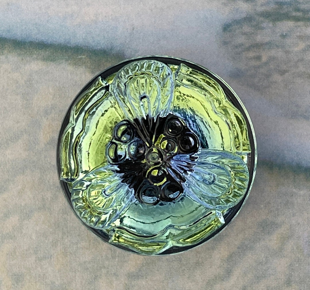 Fancy Flower, Glass Button - Custom Color! Made in Czech Republic 19mm ...