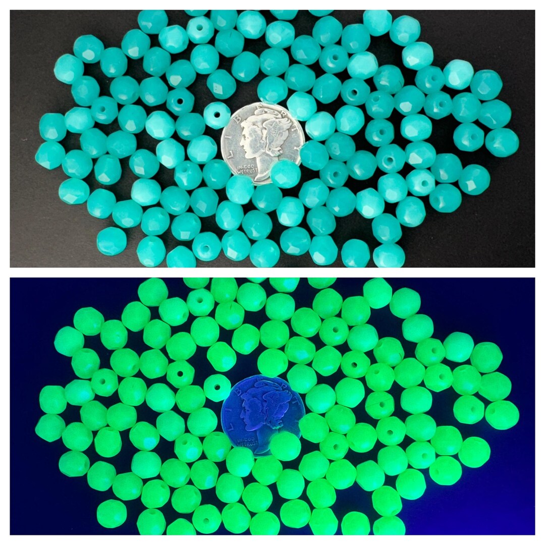 Uranium UV Glow Glass Beads!!! 6mm Fire Polish - Made in Czech Republic ...
