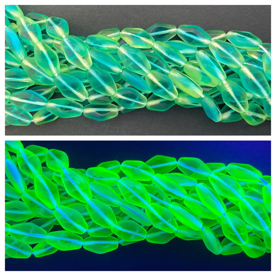 Diamond Shape Table Cut Uranium UV Glow Glass Beads!!! - Made in Czech ...