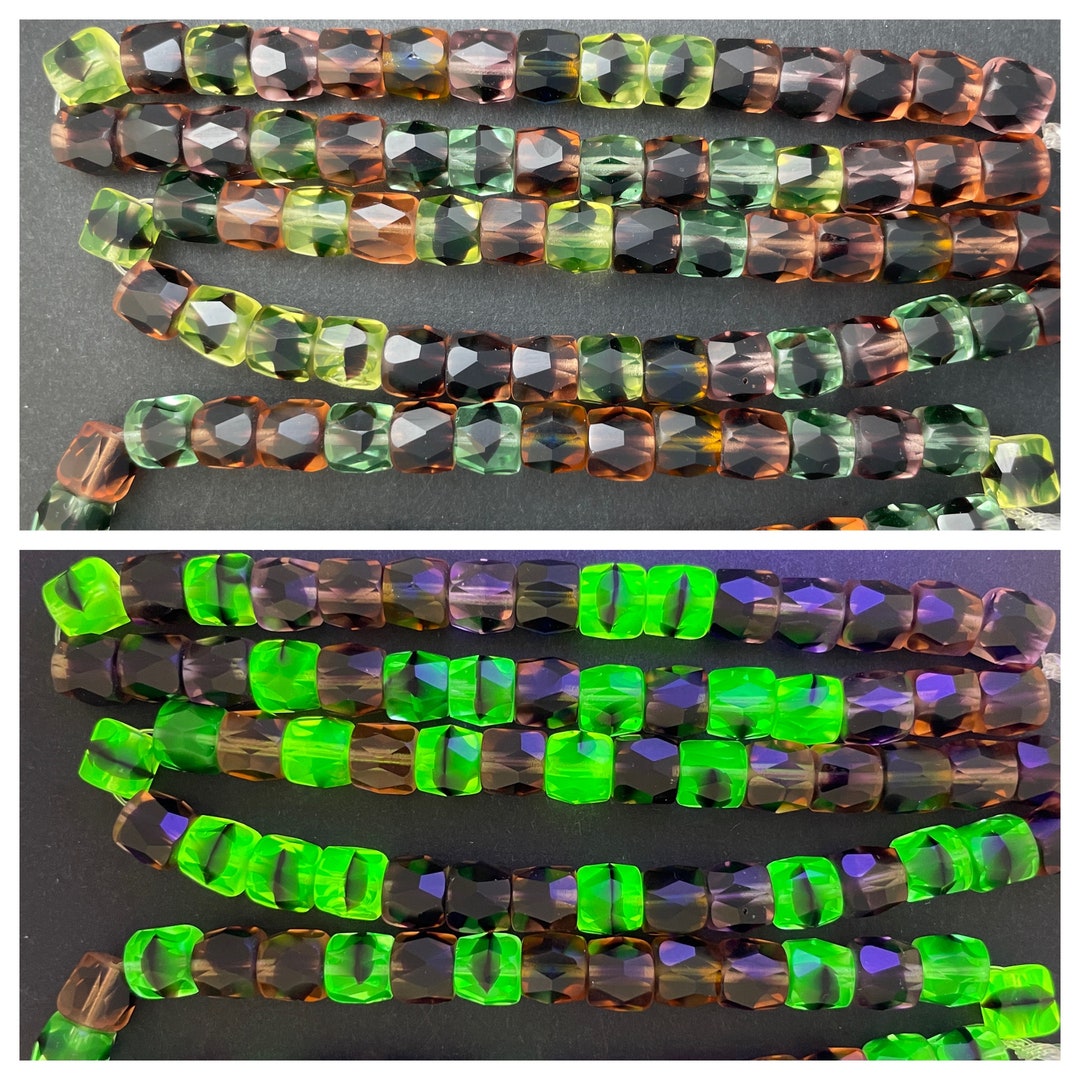Uranium UV Glow Glass Beads!!! - Made in Czech Republic 8x7mm - Etsy