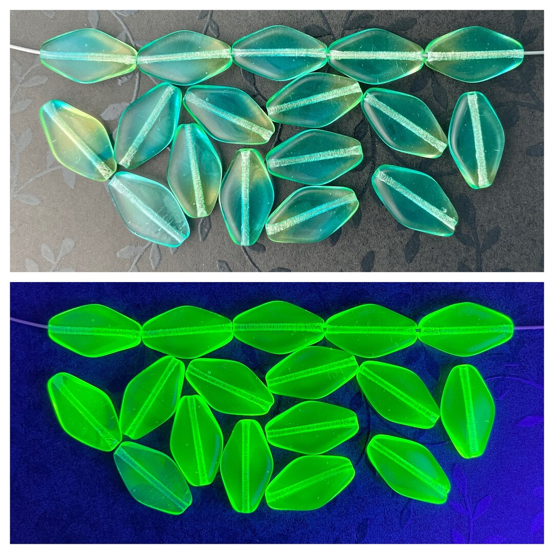 Uranium UV Glow Glass Beads!!! Diamond Twist Shape - Made in Germany - Etsy