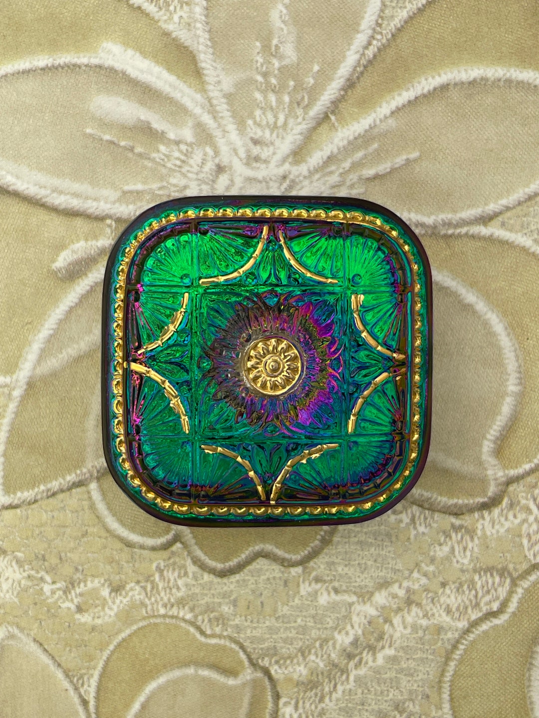 Square, Glass Button Made in Czech Republic 33mm - Etsy