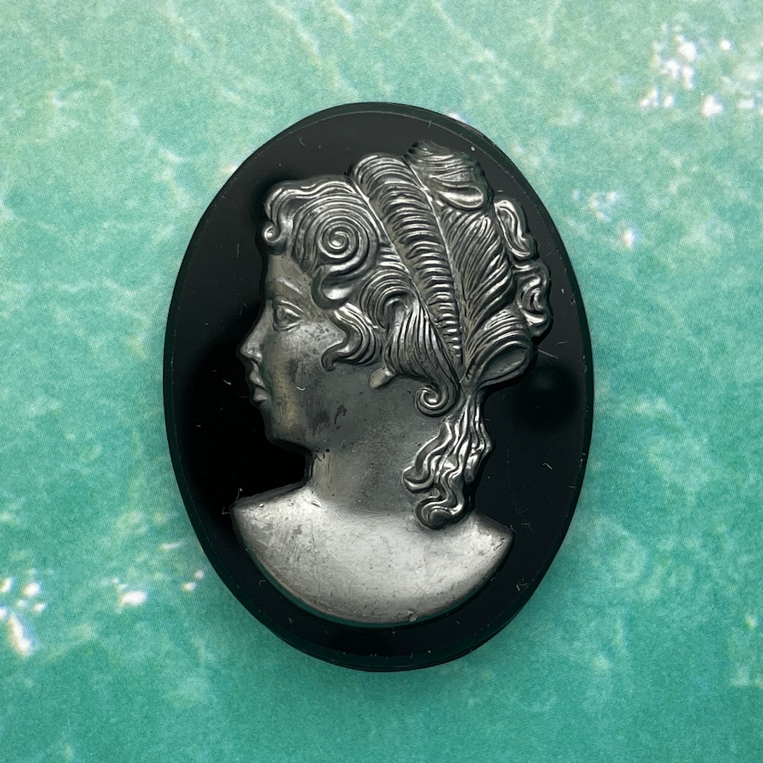 Vintage German Glass Cameo Cabochon 35x26mm Oval - Etsy