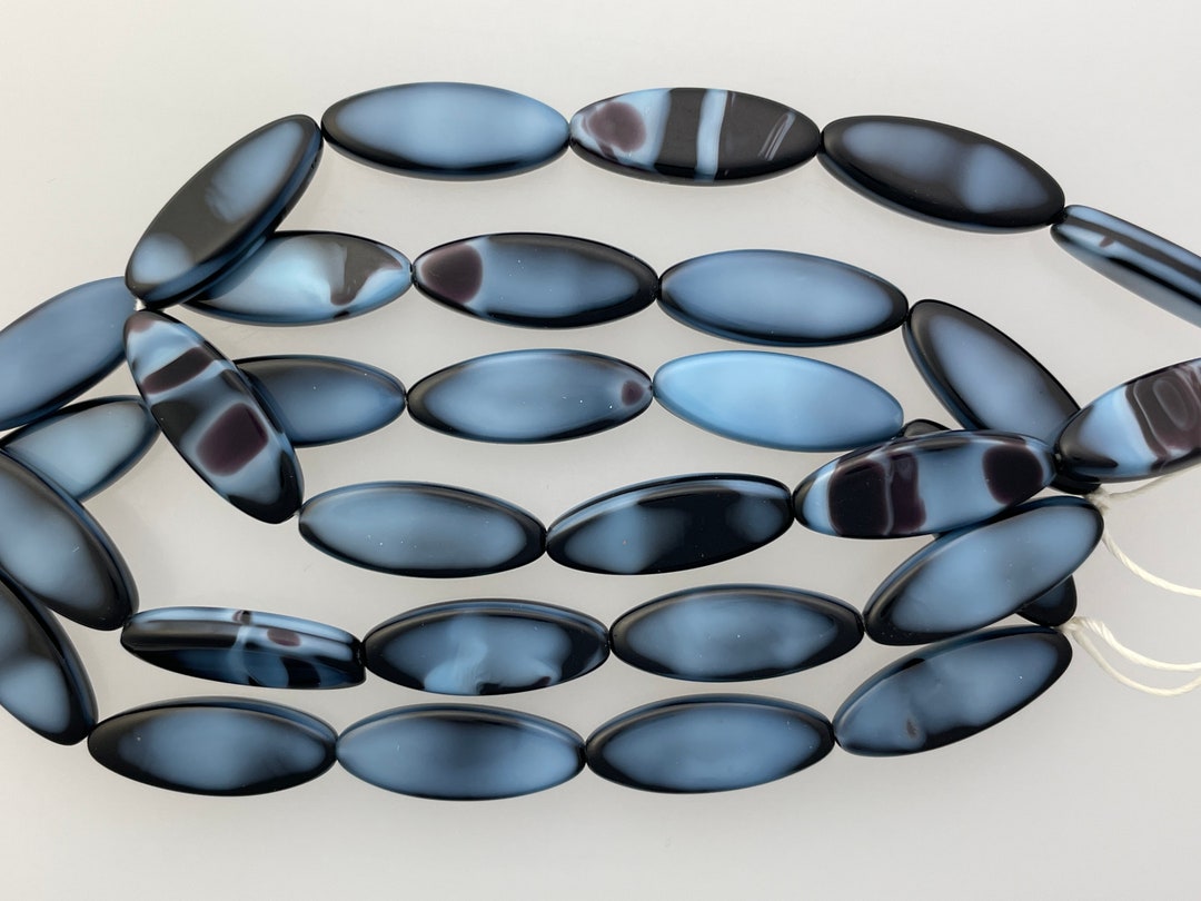 Long Flat Oval Glass Beads - Made in Czech Republic - Etsy