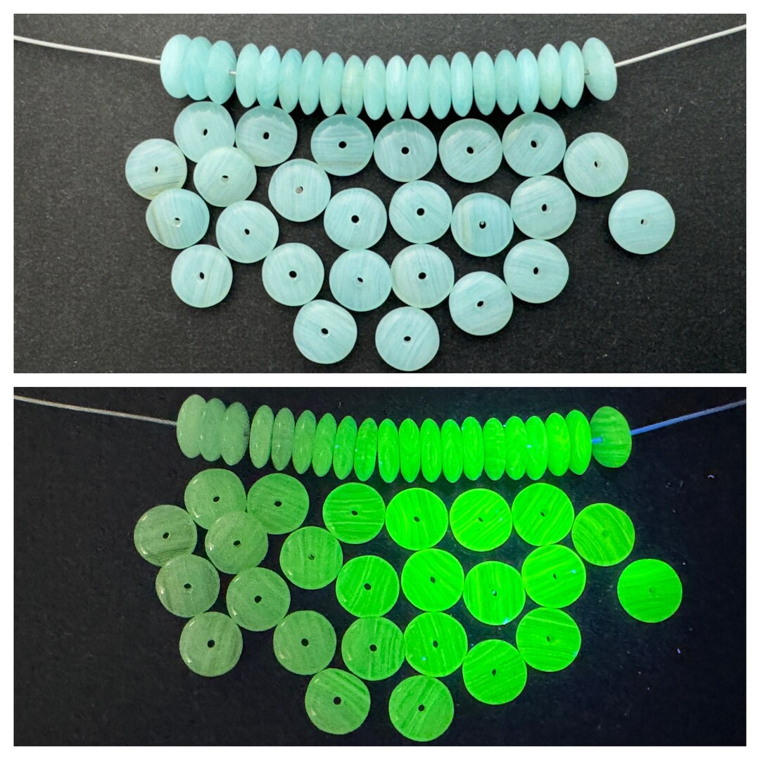 Vintage Uranium UV Glow Glass Beads!!! - Made in Czechoslovakia 8x3mm ...