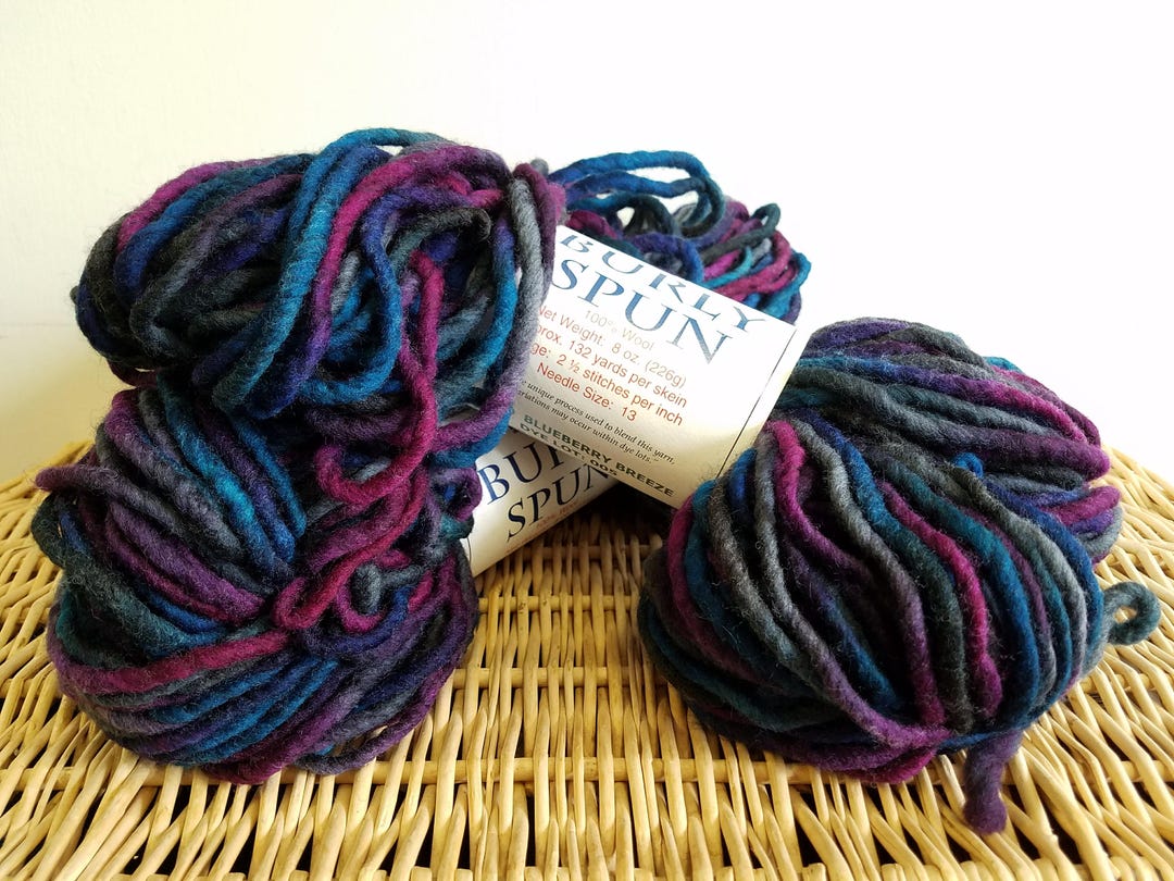 Bulky Wool Yarn, Brown Sheep Burly Spun, Handpaint Wool Yarn, Blueberry ...