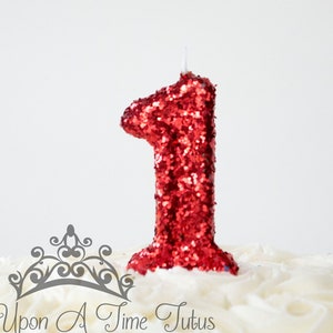 Red Birthday Candle, Kids Party Decor, Baby First Birthday, Sparkly ...