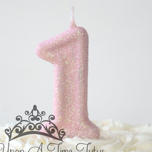 Light Pink Birthday Candle Princess Party Decor One Glitter - Etsy