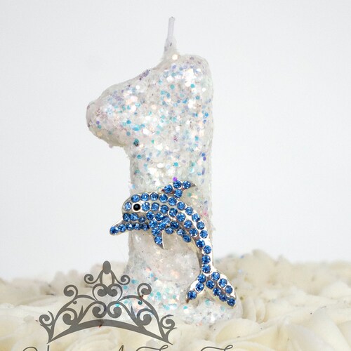 Dolphin Birthday Candle Blue Fish Party Decor Under the Sea - Etsy