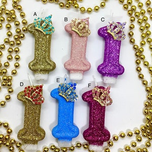 Princess Birthday Candle, Girls Gold Tiara, Glitter Crown Party Decor ...