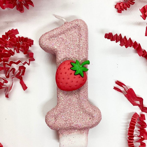 Strawberry Number One Candle - Etsy