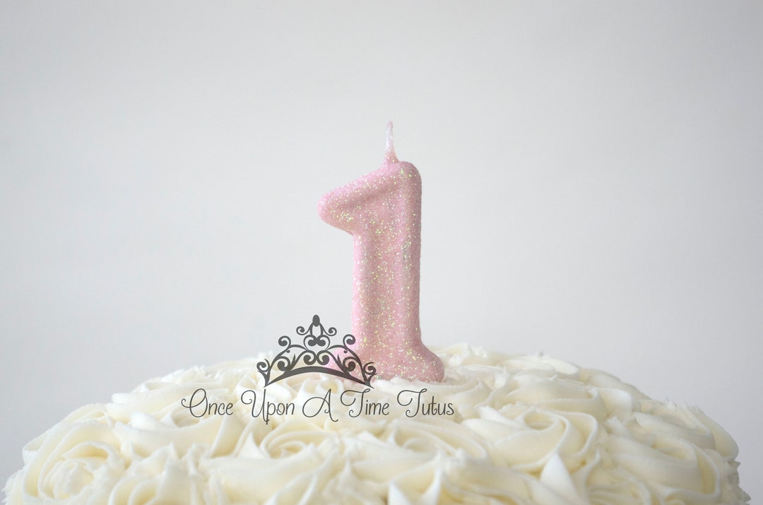 Light Pink Birthday Candle, Princess Party Decor, One Glitter Birthday ...