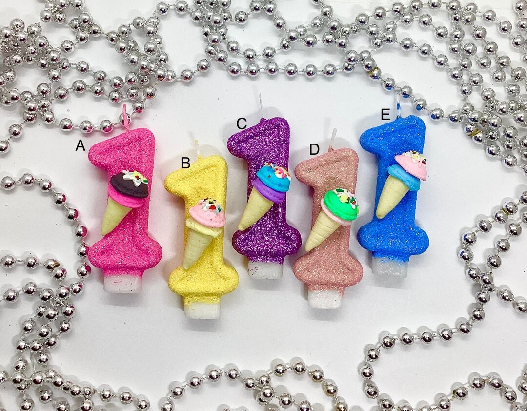 Ice Cream Cone Birthday Candle, Sprinkles and Sweets, Girls Party Decor ...