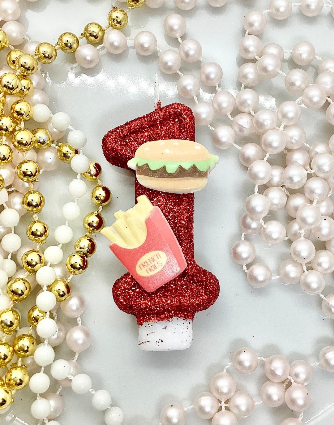 Fast Food Birthday Candle, Kids Party Decor, One, Burger and French ...