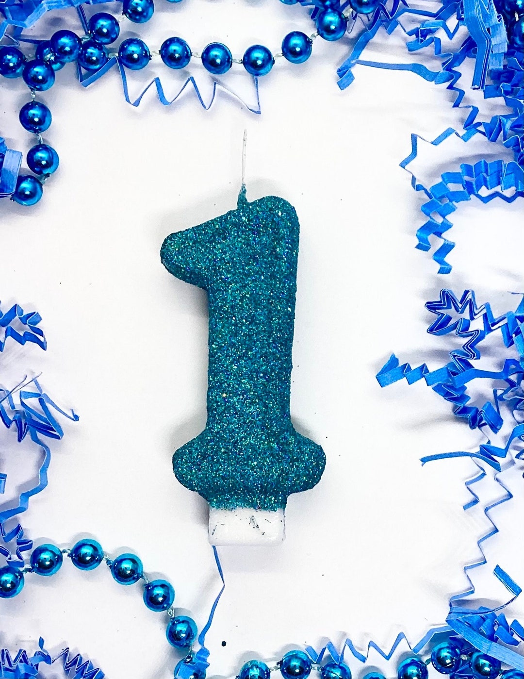 Teal Blue Birthday Candle, Mermaid Party Decor, Glitter Birthday Candle ...