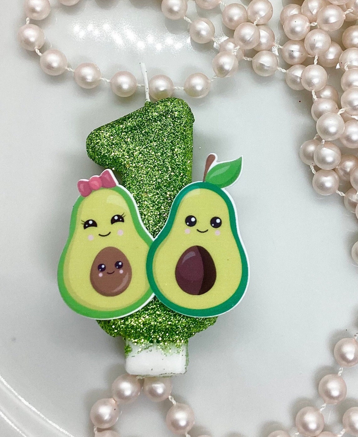 Avocado Birthday Candle, Green Fruit Party Decorations, One, Glitter ...